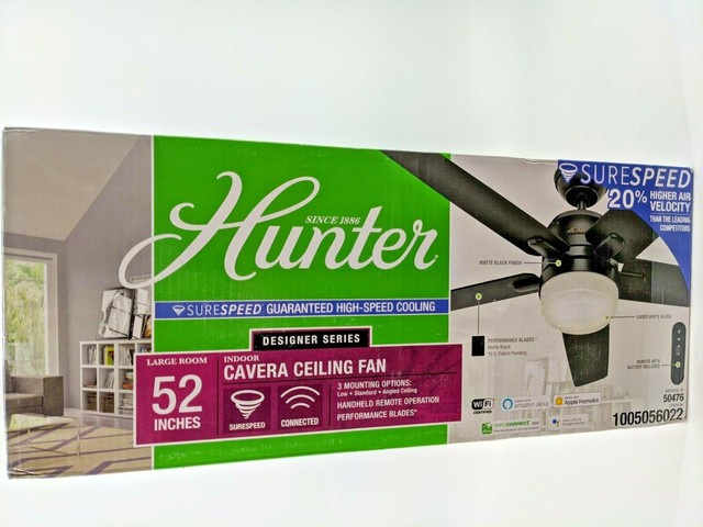 Hunter Cavera II 52 In. Indoor Matte Black Smart Ceiling Fan (50476 ...