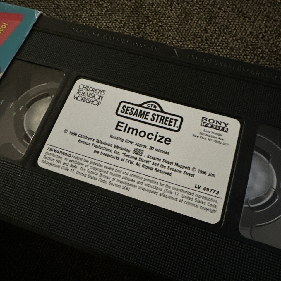 Elmocize VHS 1996 Elmo Kids Video Sesame Street Exercise Workout RARE ...