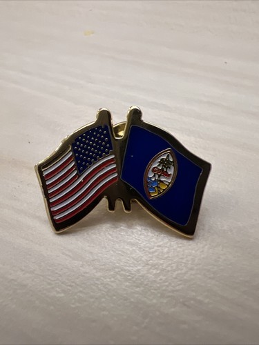 Vintage United States & Guam Friendship Flags Enamel Classic Lapel Hat ...