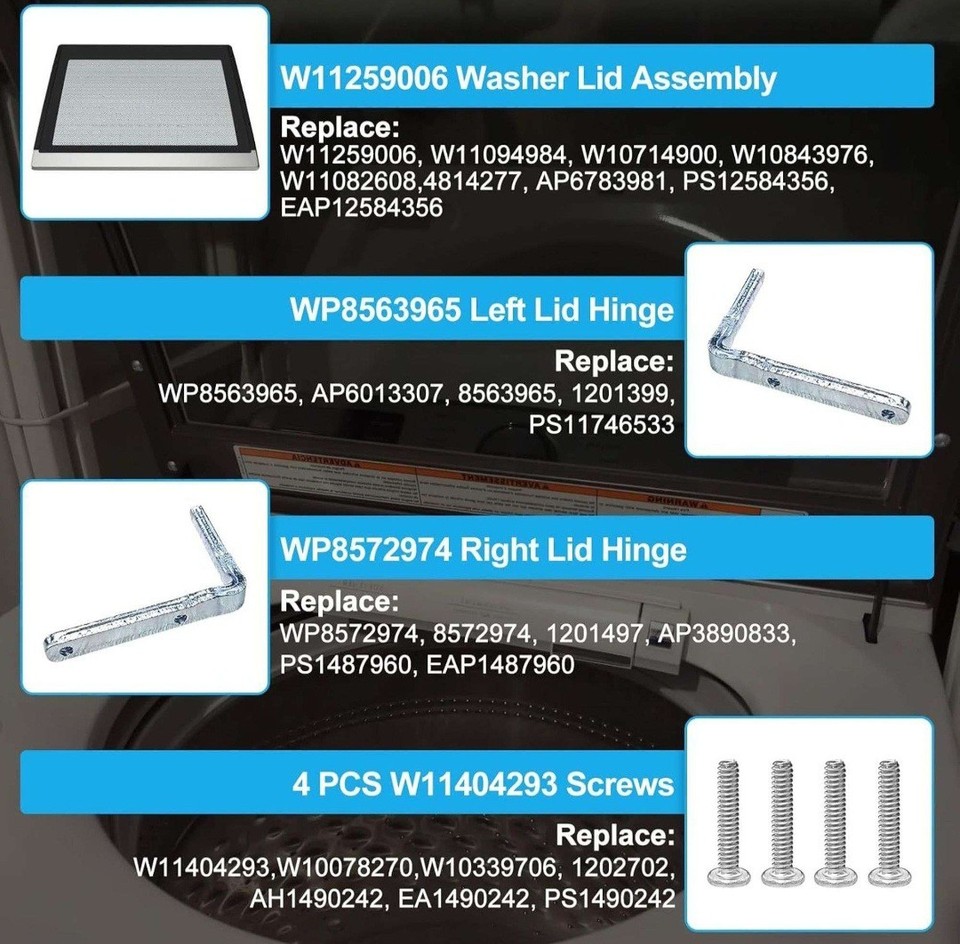 UPGRADED W11259006 Washer Lid For Whirlpool Maytag Washer | eBay