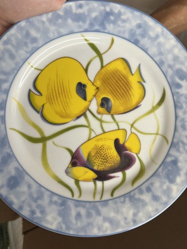 I. Godinger & Co. Set of 4 Tropical Fish Dessert Plates Ceramic ...