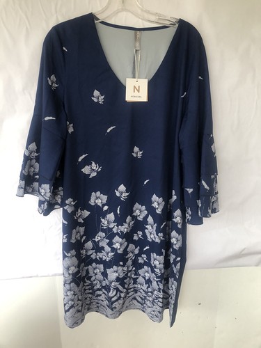 Noracora Ladies Dress Plus Sizing V-Neck Navy/Floral Size M NWT | eBay