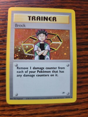 Pokemon Brock Trainer Card Gym Heroes Holographic Rare 15/132 WoTC Holo ...