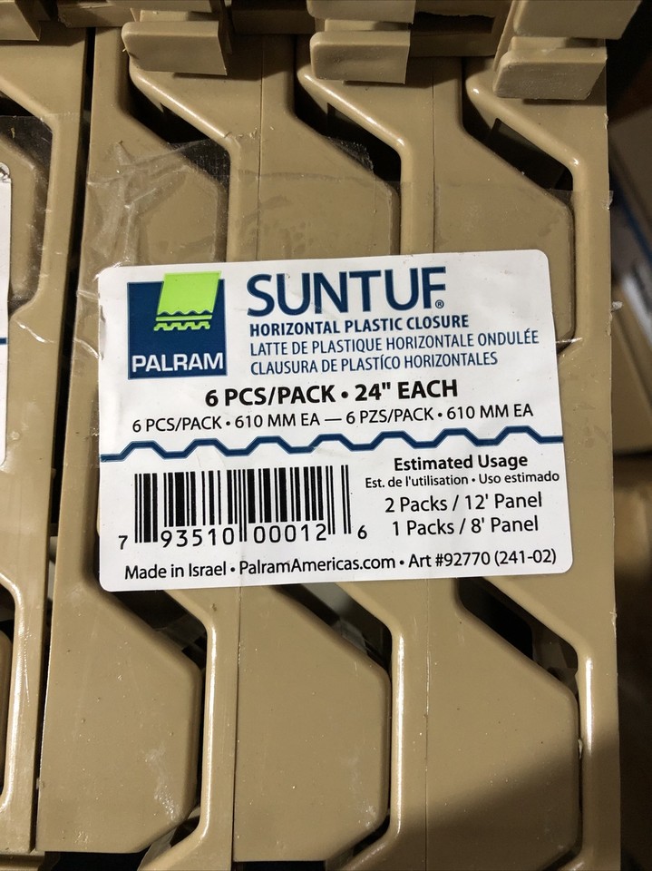 (LOT OF 24 STRIPS) Horizontal Plastic Closure Strips 24" SUNTUF Model ...