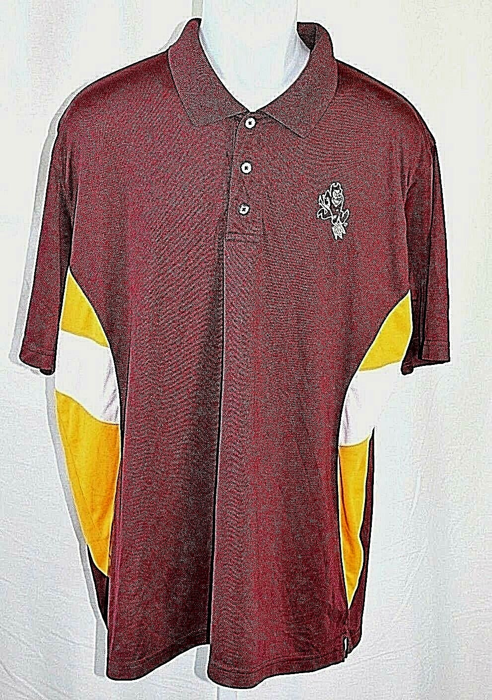 ASU Sun Devils Maroon Gold Sparky Fear The Fork Polyester NCAA Polo ...