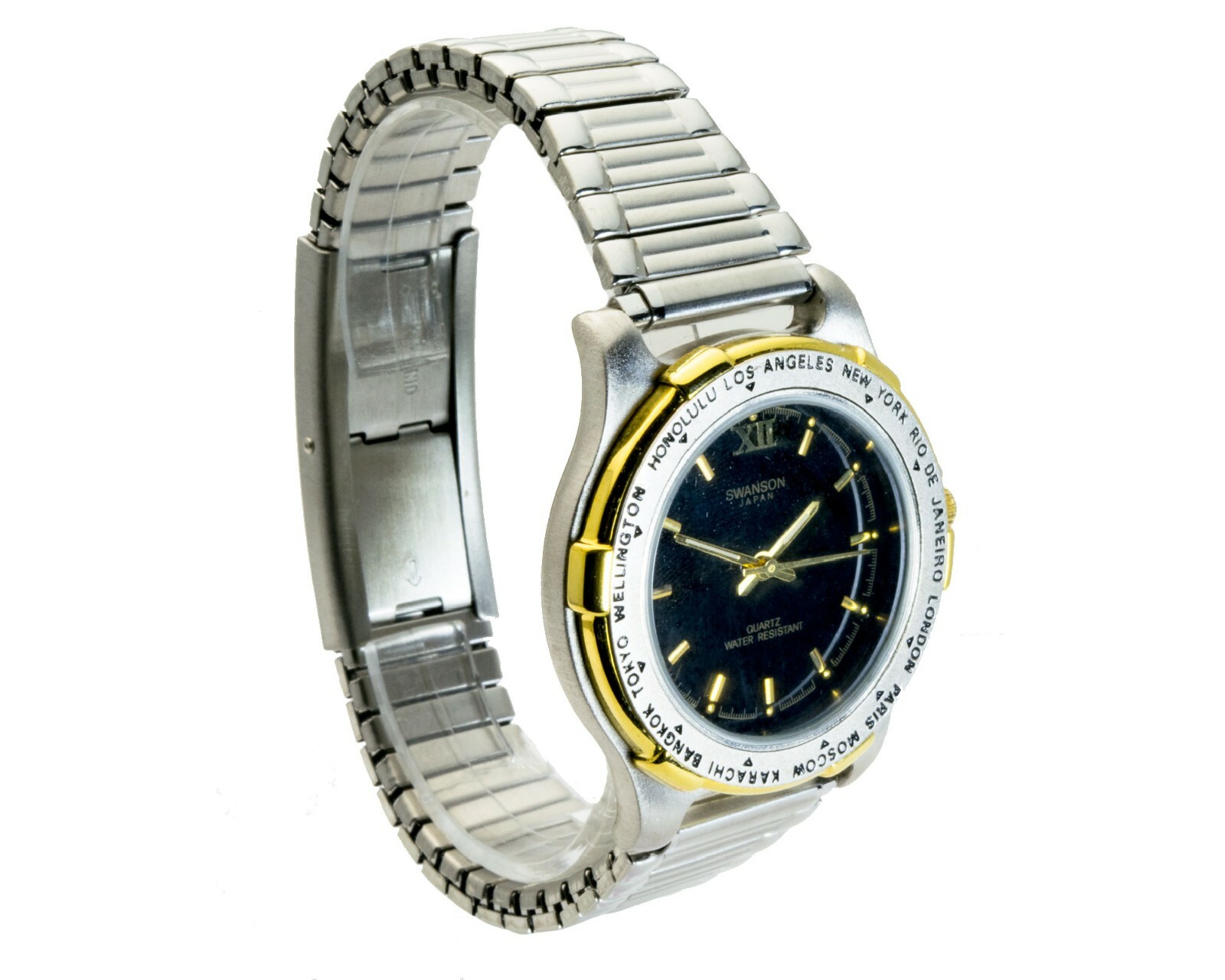 SWANSON:STAINLESS STEEL ADJUSTABLE METAL STRETCH BAND QUARTZ WATCH | eBay