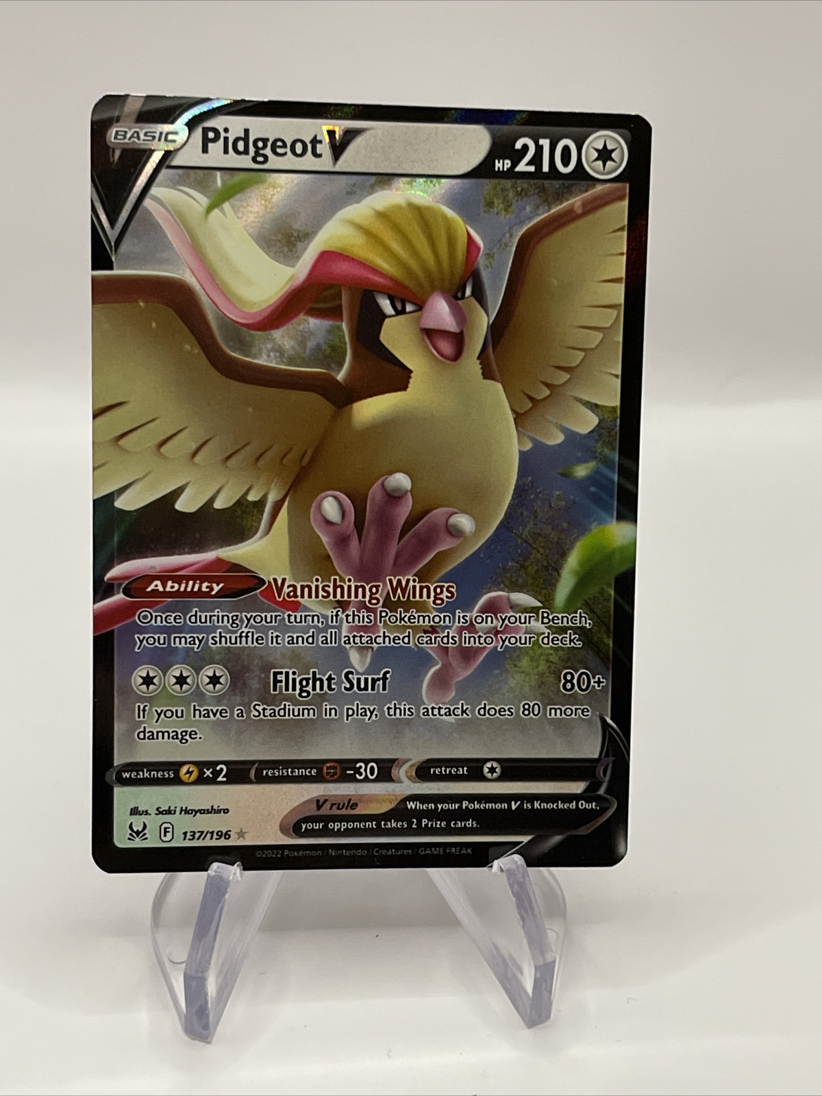 Pidgeot V Foil Ultra Rare Pokemon TcG Lost Origin 137/196 New Packfresh ...