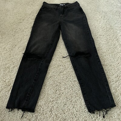 BP Jeans Womens 24 Nordstrom Black High Rise Straight Leg Distressed ...