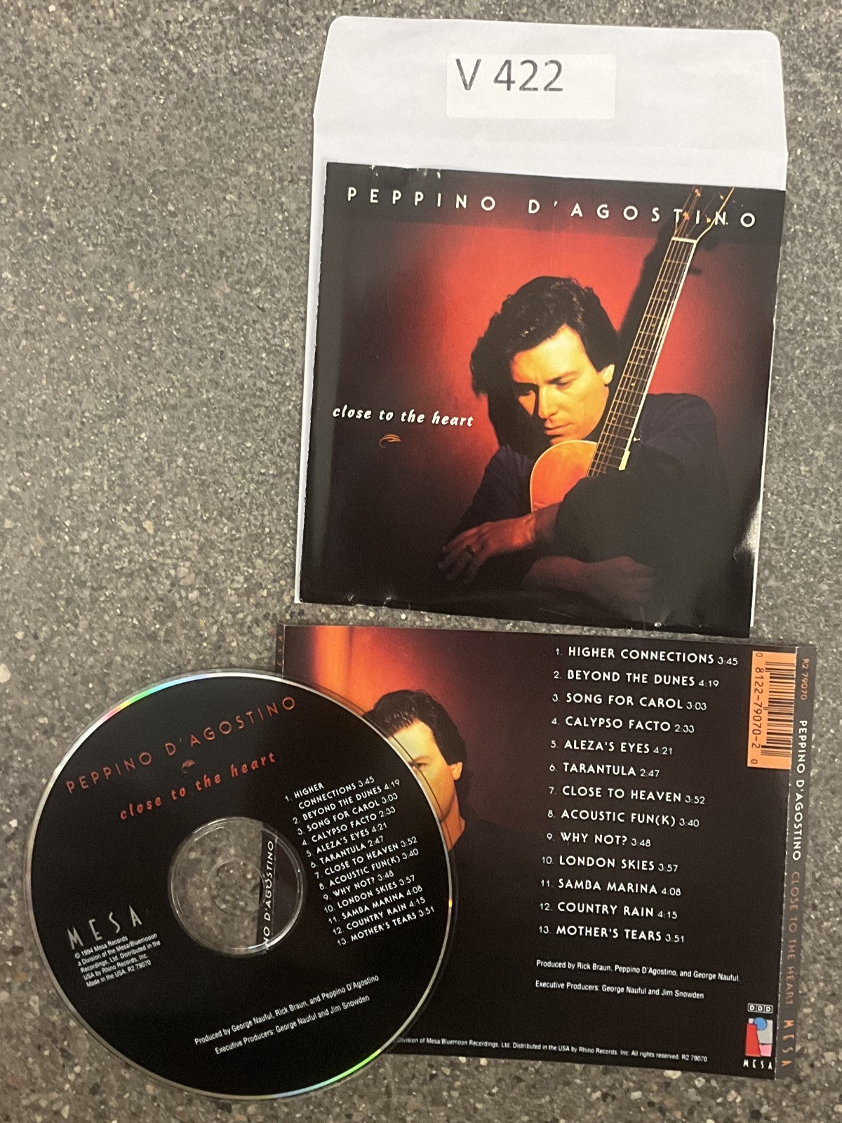 Close to the Heart by Peppino d'Agostino (CD, Feb-1994) No Case #V422 ...