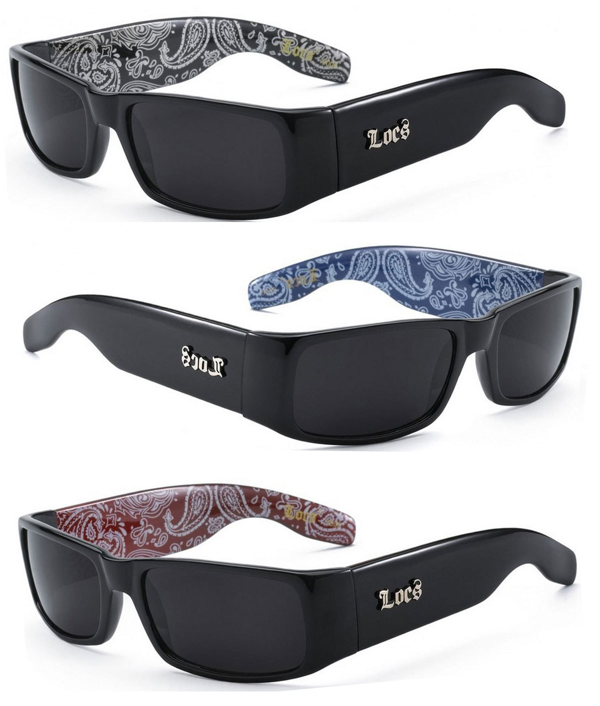 1 or 3 Pair(s) Mens OG Locs Authentic Rectangular Gangster Cholo ...