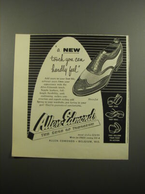 1955 Allen-Edmonds Strawfut Shoes Ad - A new touch you can hardly feel ...