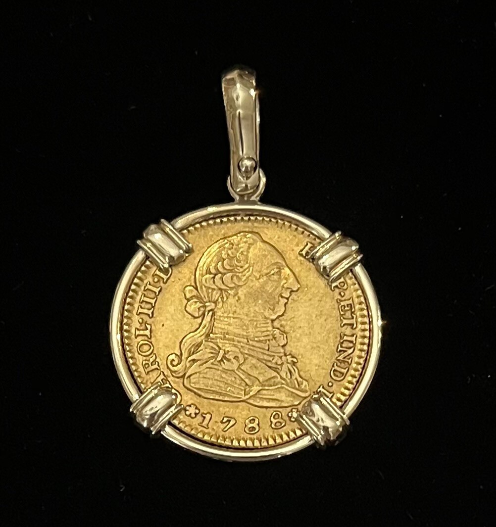 Gold Coin 22K Spanish Treasure Authentic Pirate Doubloon 2 Escudos set ...