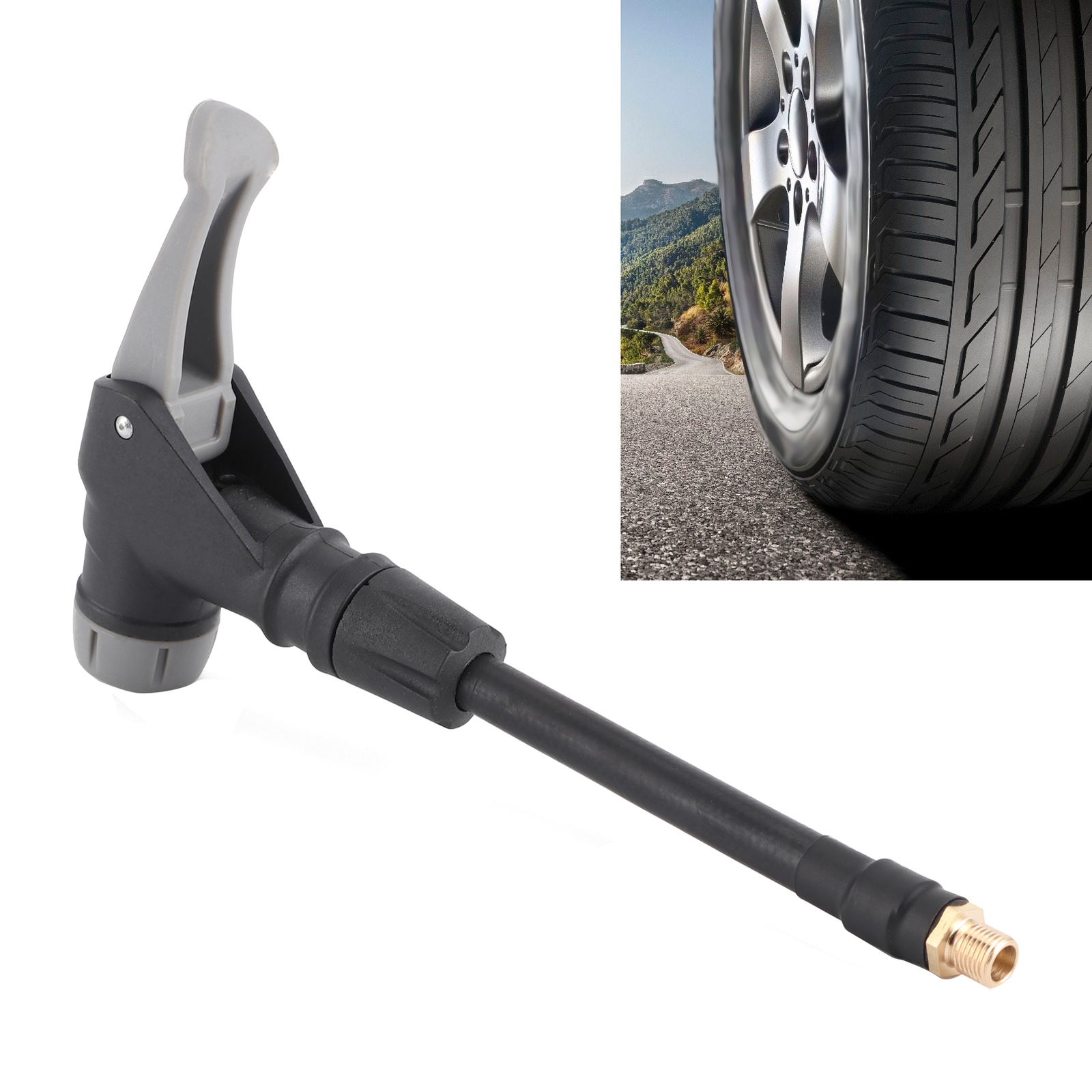 2‑In‑1 Tire Inflator Hose Adapter Air Chuck Rubber Extension Tube For ...