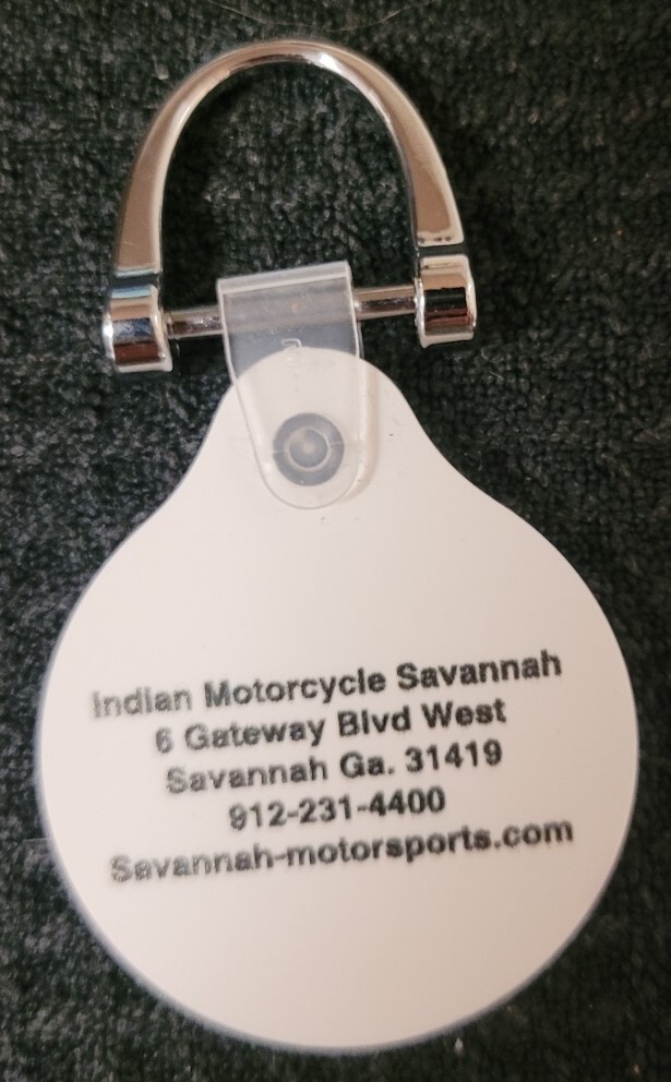 Indian Motorcycle plastic keychain advertising Savannah Motorsports GA ...
