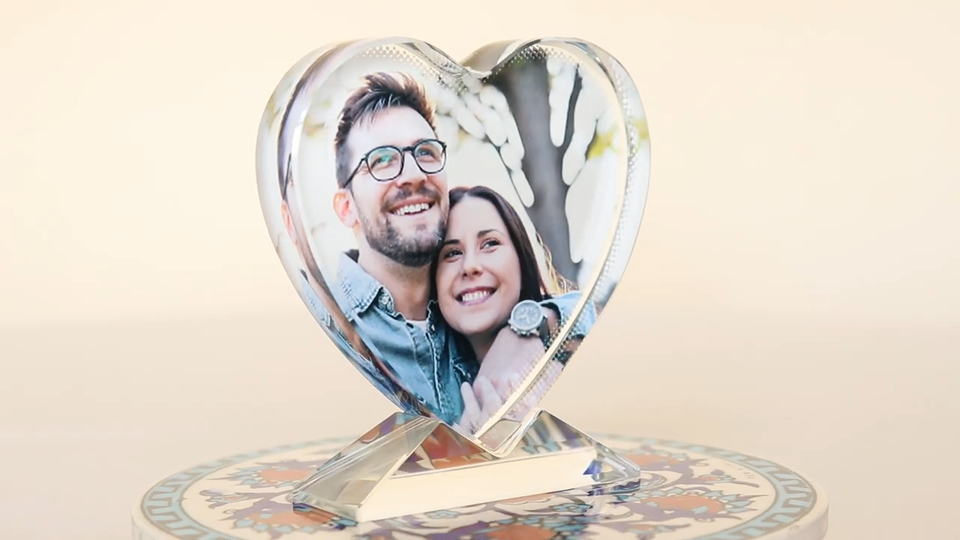 Personalised Love Heart Photo Crystal Glass Block | eBay UK