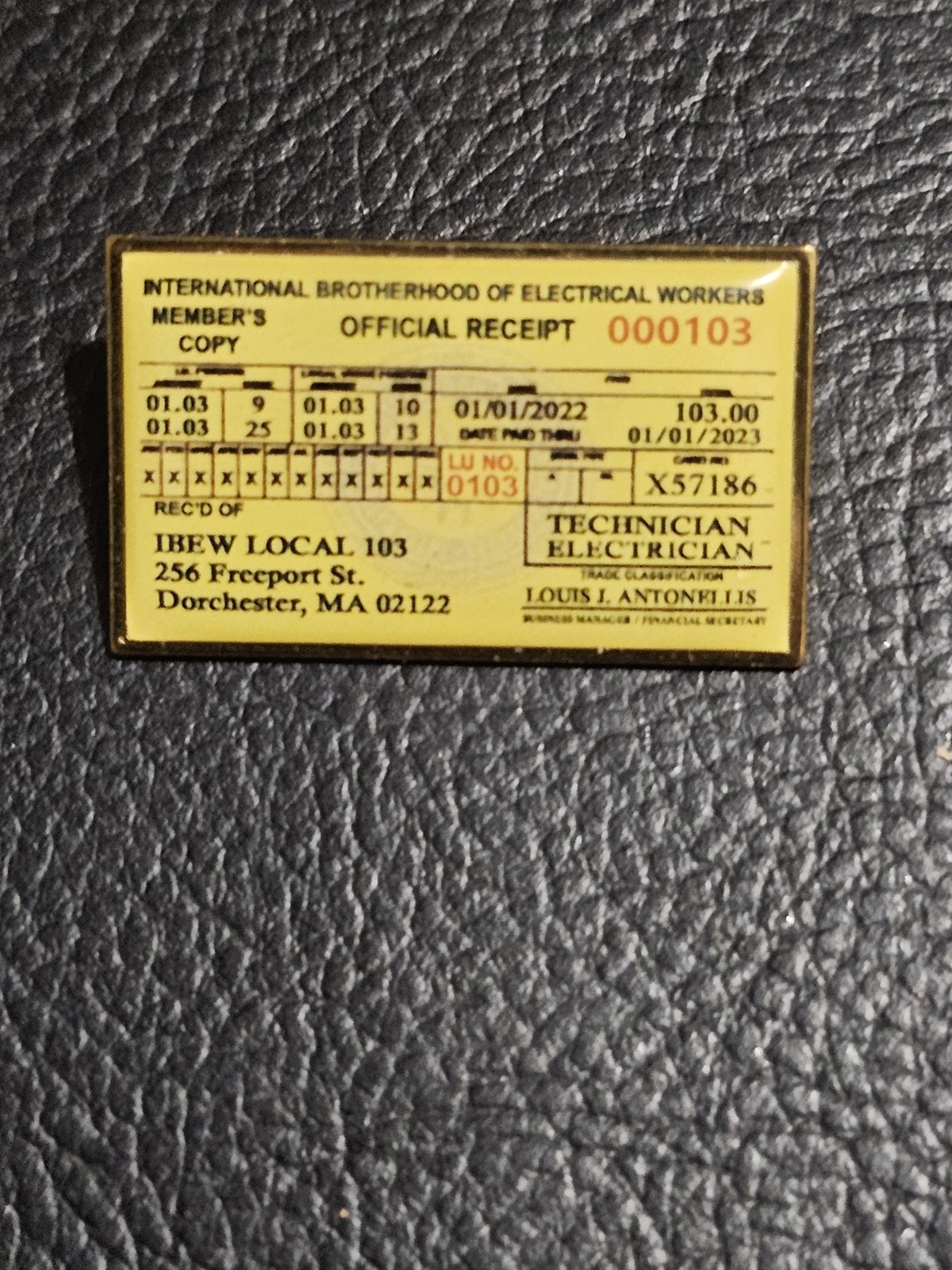 IBEW Local 103 Dues Receipt Pin | eBay