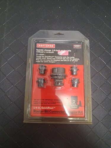 Craftsman 1/4" Quick Rout Router Bit Connector Adapter Kit Quick Change ...