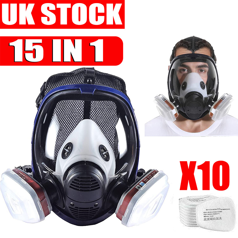 Full Face Gas Mask Cover Respirator Chemical Spray Painting Vapour with ...