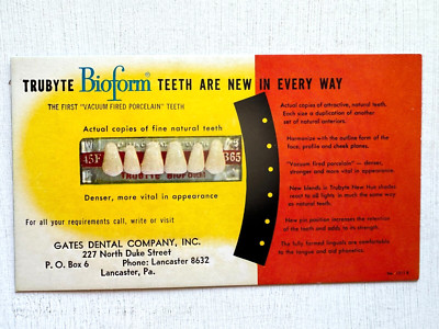1940-60's Advertising Blotter for Trubyte Bioform Porcelain Teeth | eBay