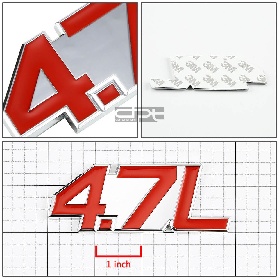 METAL BUMPER BODY GRILL FENDER EMBLEM DECAL STICKER BADGE CHROME RED 4. ...