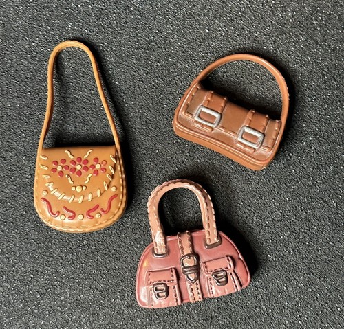 Lot of 3 My Scene? Brown Fashion Purses Hand Bags For Barbie