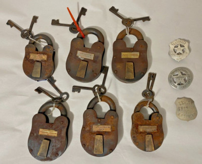 Vintage Prison Padlocks & Sheriff Marshal Badges LOT Alcatraz, Folsom ...