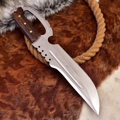 Custom Handmade D2 Tool Steel Heavy Duty Double Edge Blade Bowie Knife ...