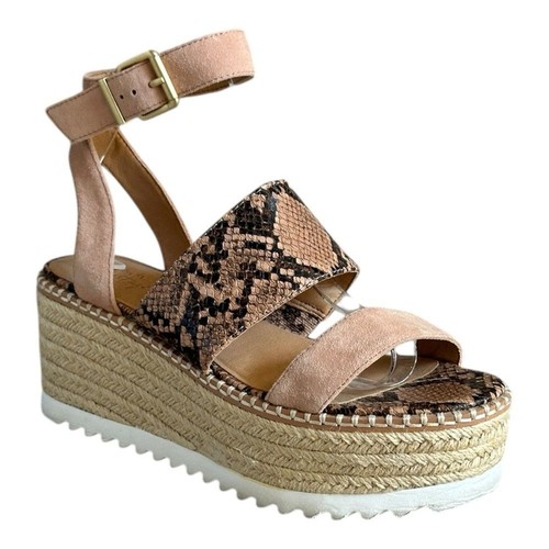 Crown Vintage Sandals Size 7 Tan Leather Animal Platform Espadrille ...