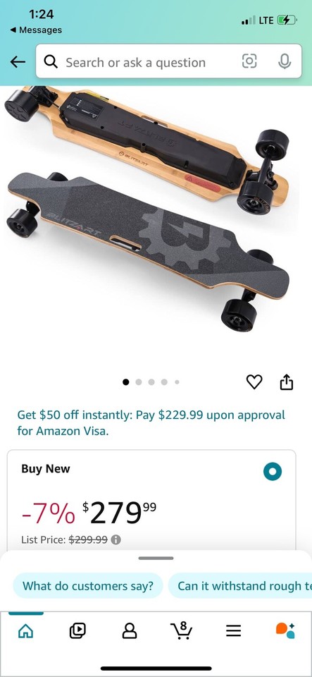 Blitzart 38" Hurricane Electric Longboard Electronic Skateboard 18Mph ...