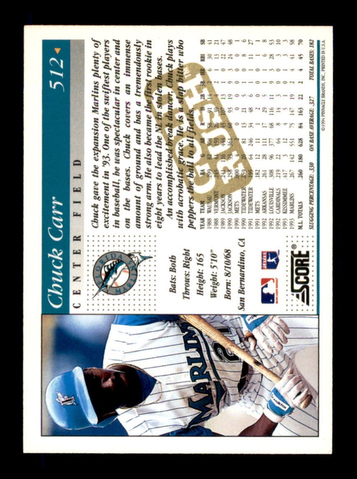 1994 Baseball Score Chuck Carr Florida Marlins #512 Gold Rush | eBay