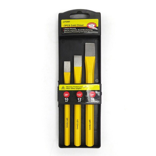 3 pc COLD CHISEL SET 10mm 12mm 16mm METAL WORKING MECHANIC HAND TOOL ...