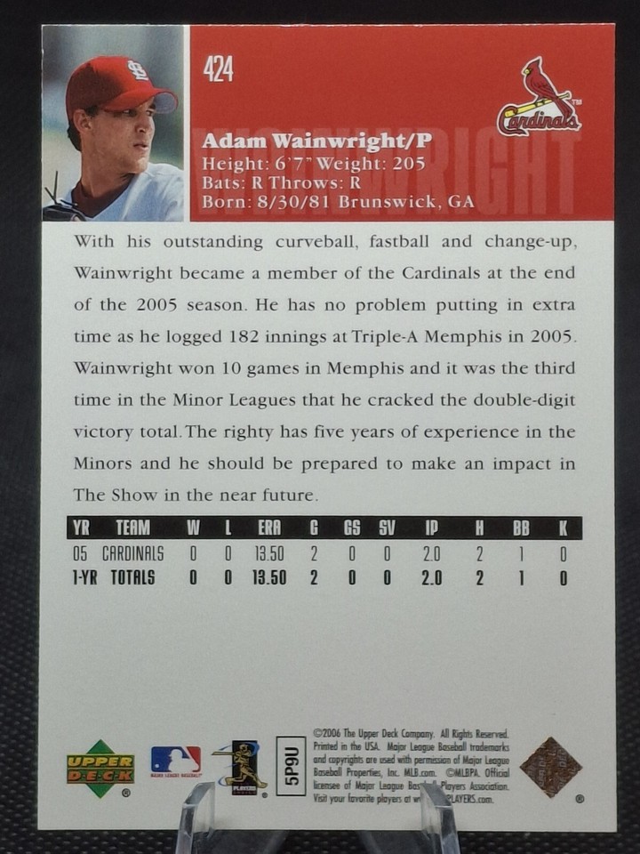 2006 Upper Deck Adam Wainwright RC Rookie Card #424 | eBay