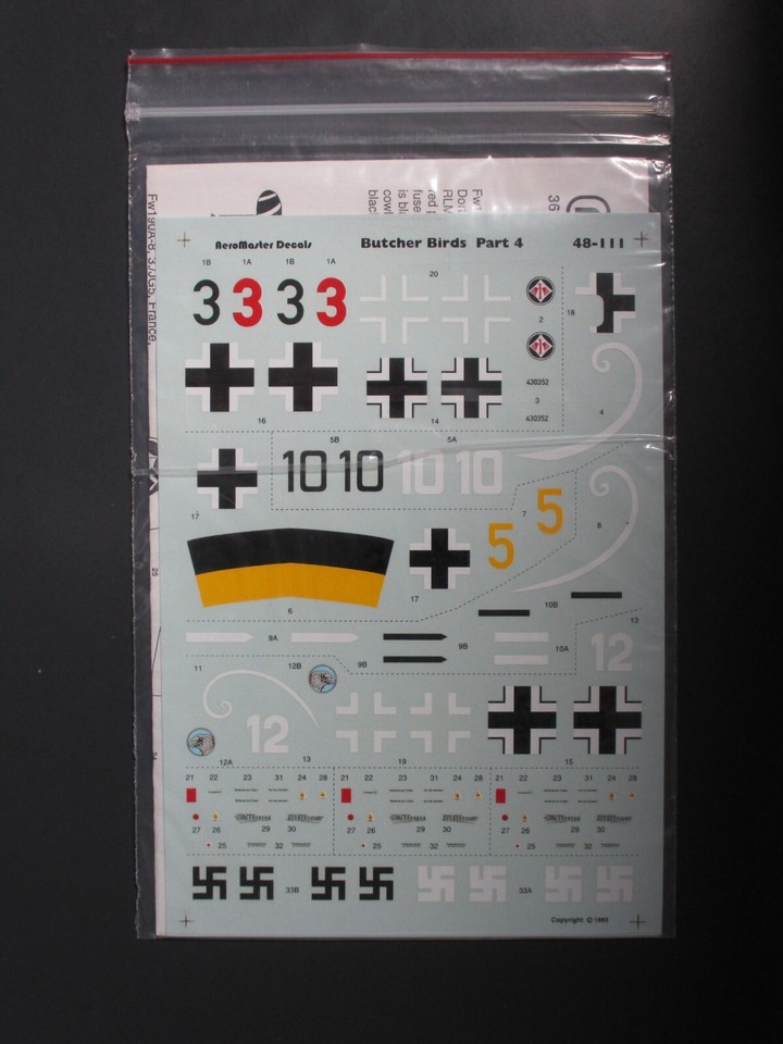 Aeromaster 1/48th Scale Butcher Birds Part 4 Decal Sheet No. 48111 | eBay