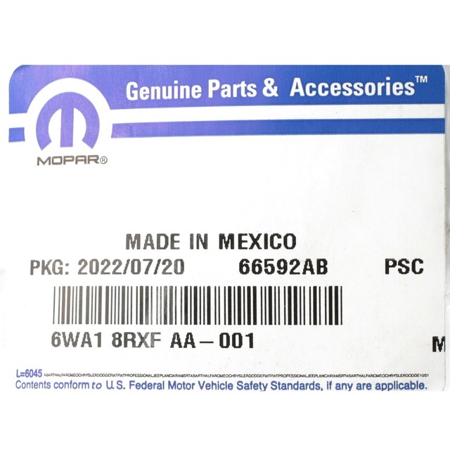 Mopar 6WA18RXFAA License Plate Bracket for sale online | eBay