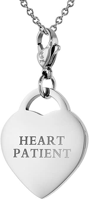 Surgical Stainless Steel Medical Alert ID Tag Pendant Charm Heart Shape ...