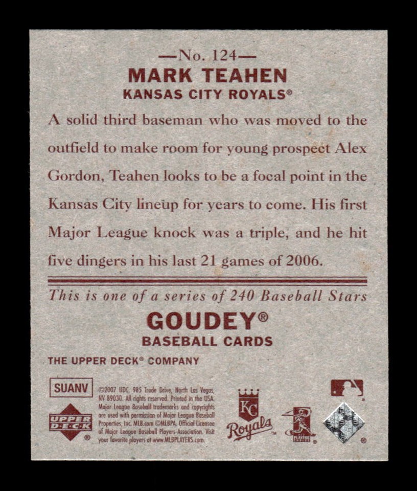 2007 Upper Deck Goudey Mark Teahen Red Backs #124 | eBay