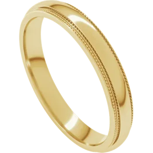 Wedding Band Stepped Edge Milgrain Design in Solid 14K Yellow Gold 3mm ...