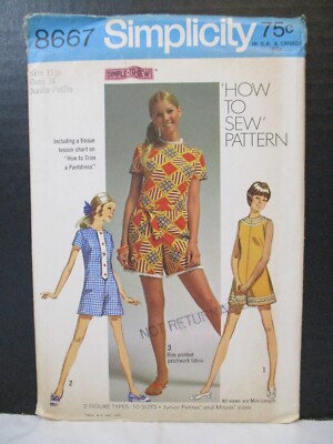 Simplicity Pattern 8667 Mini Pantdress Size Junior Petite 11 Uncut ...