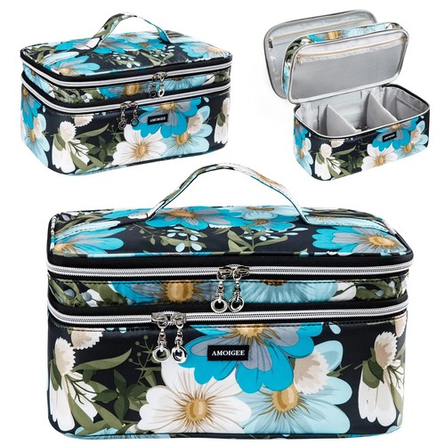 Double Layer Makeup Train Case - Travel Bag Organizer for Makeup ...