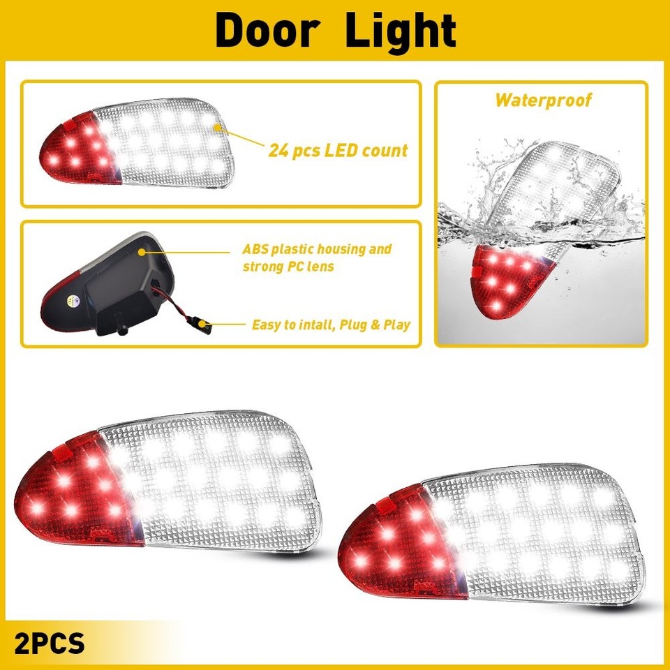 Pair LED Door Courtesy Lights For 1997-1999 Ford F-250 Red White Car ...