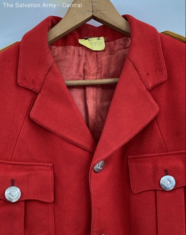 Mens Red Long Sleeve Pockets Fire Department Uniform Jacket Size Medium ...