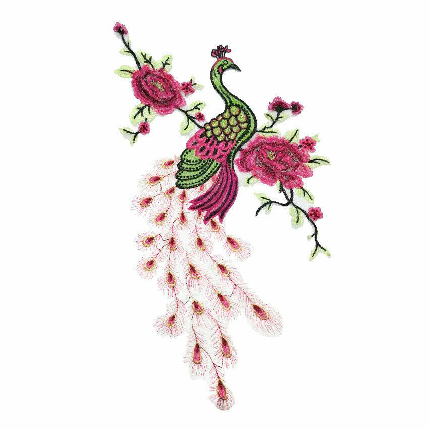 Peacock Embroidered Patches Flower Sew on Applique Clothing Sewing DIY ...