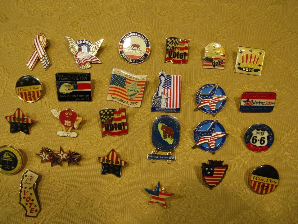 Pole worker election pins San Bernardino County 25 Pins, Varous years ...