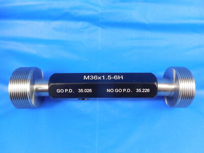 NEW M36 X 1.5 6H METRIC THREAD PLUG GAGE 36.0 GO NO GO P.D.'S = 35.026 ...