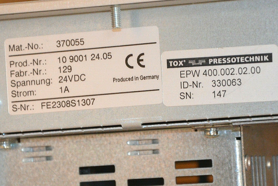 TOX PRESSOTECHNIK EPW 400.002.02.00 TOUCH PANEL ID-Nr.: 330063 Pressing ...