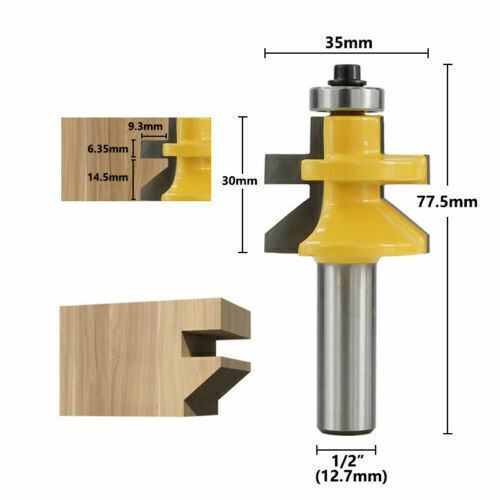 1/2 Shank Tenon Joint Cutter Router Bit V Shape Groove & Matched Tongue ...