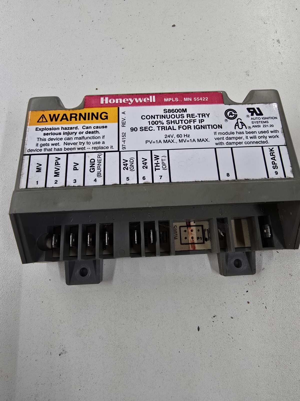 Honeywell S8600M Ignition Control Module Continuous Re-Try | eBay
