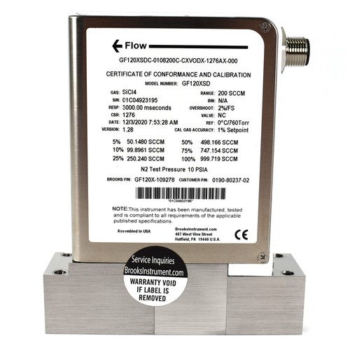 Brooks Instrument GF120XSD Mass Flow Controller MFC SiCl4 200SCCM ...
