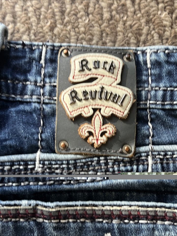 Rock Revival Beney Alt Straight Distressed Men's Size 32 Jeans | eBay