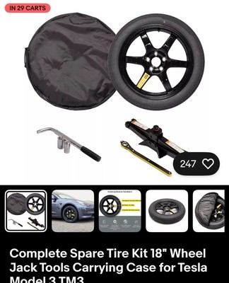 Complete Spare Tire Kit 18" Wheel Jack Tools Carrying Case for Tesla ...